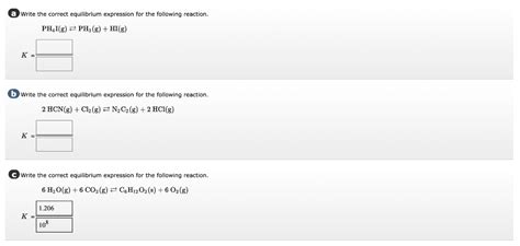 Solved A Write The Correct Equilibrium Expression For The