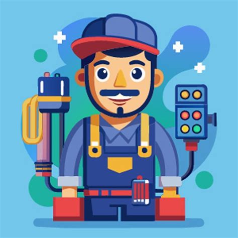 Installation Technician Vector Character Flat Style Illustration