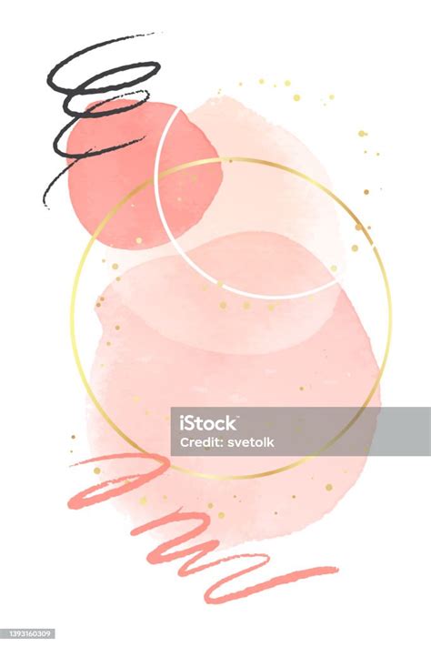 유체 얼룩 요소와 금 선추상 수채화 미니멀 한 구성 중반 세기 현대 미술 포스터 디자인 가정용 벽 장식 인쇄물 캔버스를 위한 현대적인 벡터 아트워크 0명에 대한 스톡 벡터