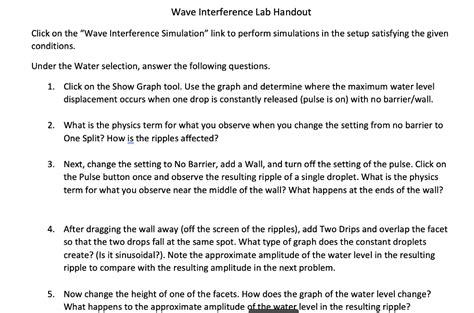 Solved Wave Interference Lab Handout Click On The Wave