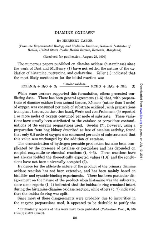 Pdf Diamine Oxidase