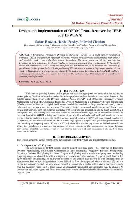 pdf international open access design and implementation of ofdm trans