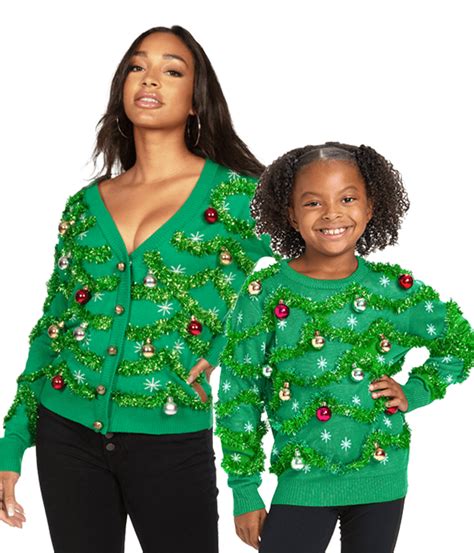 Mommy And Me Gaudy Garland Ugly Christmas Sweaters Tipsy Elves