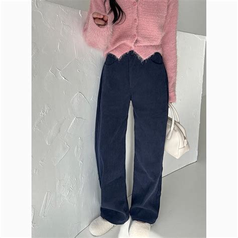 지니슬로우 밍크 융기모 코듀로이 골덴 와이드 팬츠