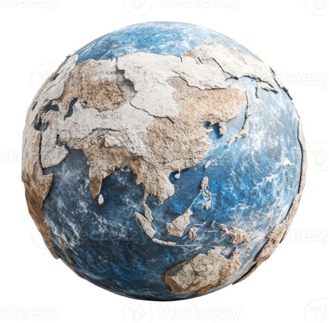 Textured Globe Highlighting Asia And Oceans 53291903 Png