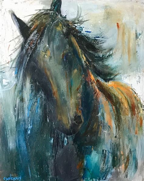 Abstract Contemporary Acrylic Oil Horse Equine Painting Acrylic In