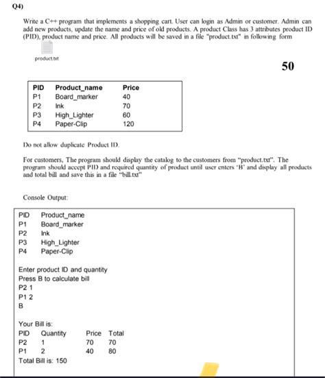 Solved Q4 Write A C Program That Implements A Shopping Chegg