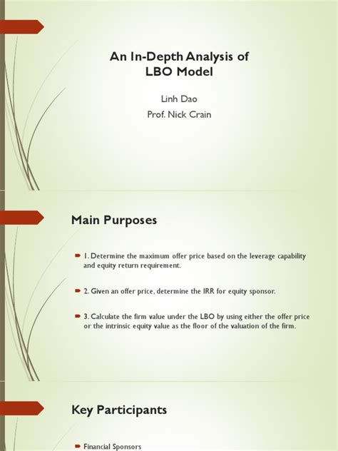 Lbo Modeling Pdf Leveraged Buyout Debt