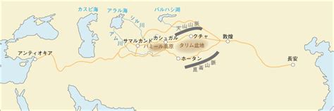 世界地図上の天山山脈