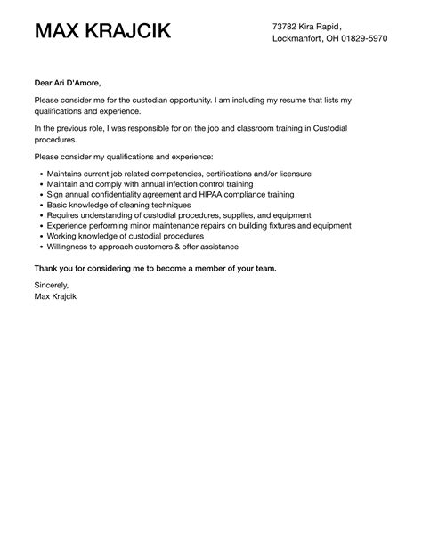 Custodian Cover Letter Template Kickresume Vrogue Co