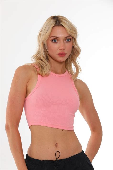 sleeveless rib knit crop top women crew neck crop tank basic crop tee