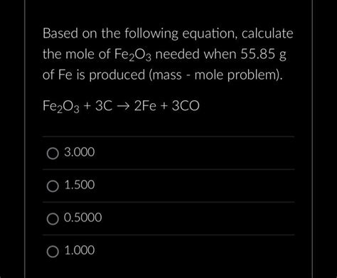Solved Based On The Following Equation Calculate The Mole Chegg