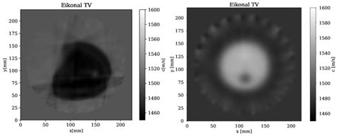reconstruction of the two phantoms solving the eikonal equation in the