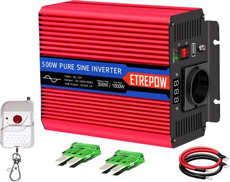 ETREPOW Convertisseur Pur Sinus 500W Onduleur 12v 220v Onduleur Pour