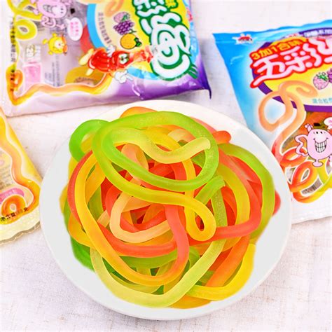 优卡五彩绳软糖100包怀旧果汁橡皮糖qq糖长条糖儿童节节日糖果散 虎窝淘