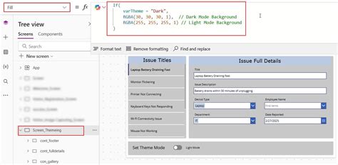 Switch Light Or Dark Theme Color Using Power Apps Toggle Control