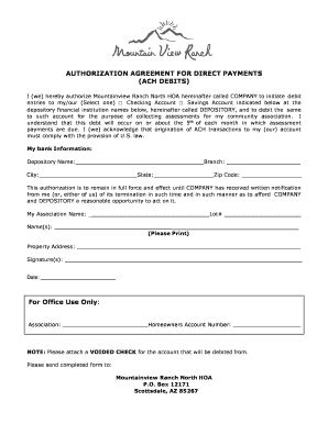 Fillable Online I We Hereby Authorize Mountainview Ranch North HOA