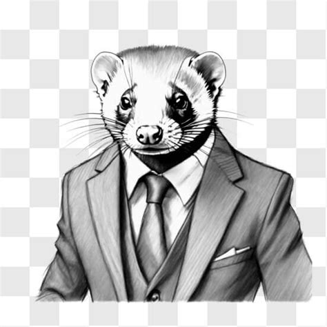 Download Elegant Ferret In Suit And Tie Portrait Sketches Online