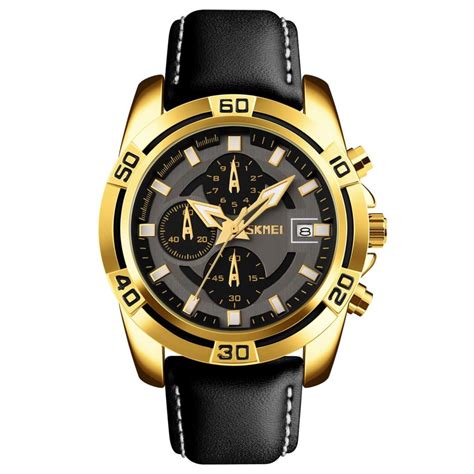 SKMEI 9156 Casual Quartz Analog Leather Strap Men's Watch - SKMEI WATCH