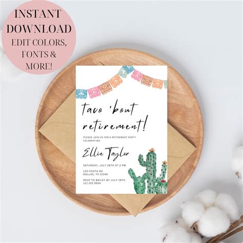 Taco Bout Retirement Editable Invitation Taco Bout Retirement Party