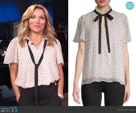 Wornontv Kits White Polka Dot Tie Neck Top On Access Hollywood Kit