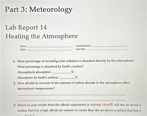 Solved Part 3 Meteorologylab Report 14heating The