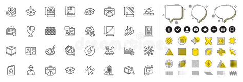 Set Of Send Box Warning Briefcase And Search Package Line Icons For Web App Pictogram Icon
