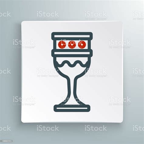 흰색 배경에 격리 된 라인 중세 잔 아이콘 성배 다채로운 개요 개념 벡터 0명에 대한 스톡 벡터 아트 및 기타 이미지 0명