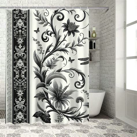 Lzatpd Shower Curtain Swirled Floral Background Curl Branches And