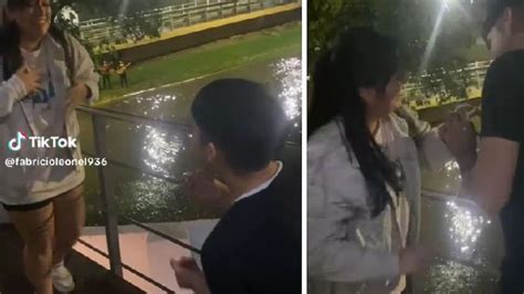 Video En Medio Del Temporal Le Propuso Casamiento A Su Novia Con Un