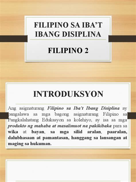 Filipino Sa Ibat Ibang Disiplina Pdf
