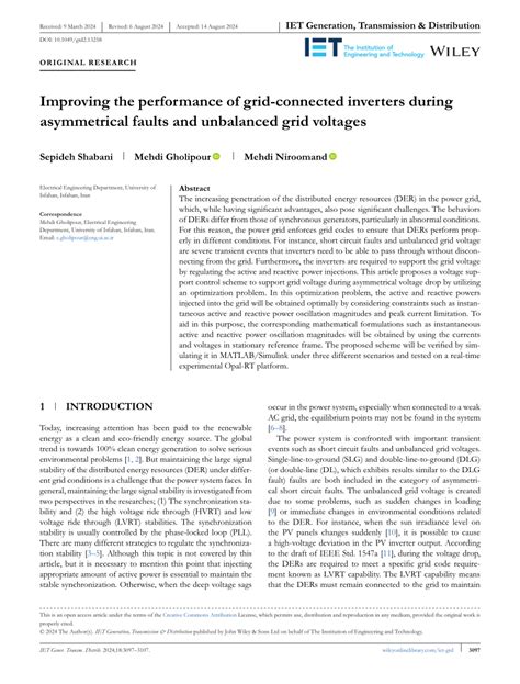 Pdf Improving The Performance Of Grid‐connected Inverters During Asymmetrical Faults And