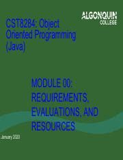 Module 00 - Requirements Evaluations and Resources.pdf - CST8284 ...