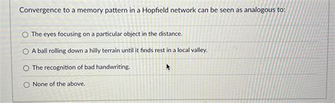 Solved Convergence To A Memory Pattern In A Hopfield Network Chegg