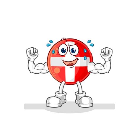 Vecteur De Mascotte De Dessin Animé Musclé Suisse Vecteur Premium