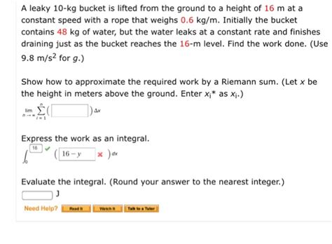 Solved A Leaky 10 Kg Bucket Is Lifted From The Ground To A Chegg
