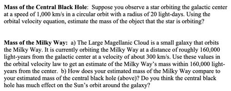 Solved Mass Of The Central Black Hole Suppose You Observe A Star