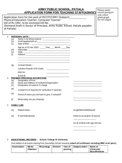 Personal Application At In Army Doc Template PdfFiller