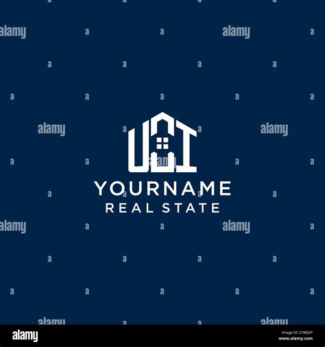Initial Letter Ui Monogram Logo With Abstract House Shape Simple And Modern Real Estate Logo