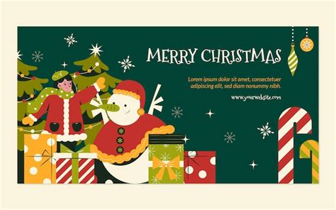 플랫 크리스마스 시즌 소셜 미디어 프로모션 템플릿 무료 벡터