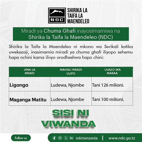 Ndc Shirikalataifalamaendeleo Nationaldevelopmentcorporation