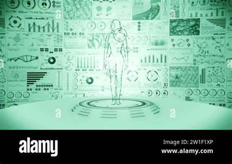 Woman Virtual Body Human Medical Hologram Animation Graph Diagram Infographic Medicine And