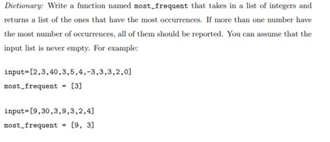 Solved Dictionary Write A Function Named Mostfrequent That
