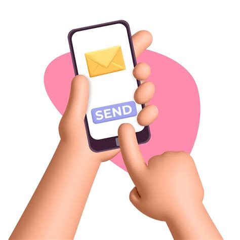 premium vector 3d vector hand holds phone sending email message