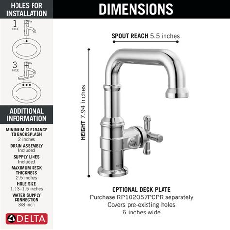 Single Handle Bathroom Faucet In Lumicoat® Chrome 587sh Pr Dst Delta