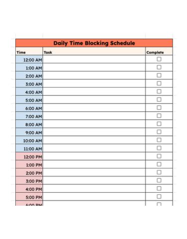 Free Time Blocking Template For Excel Google Sheets HubSpot