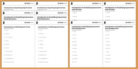 Simplifying Algebraic Expressions With One Variable And Three Worksheets Library