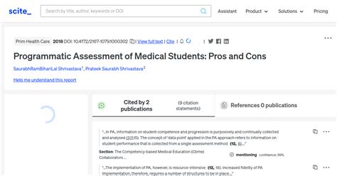 Programmatic Assessment Of Medical Students Pros And Cons