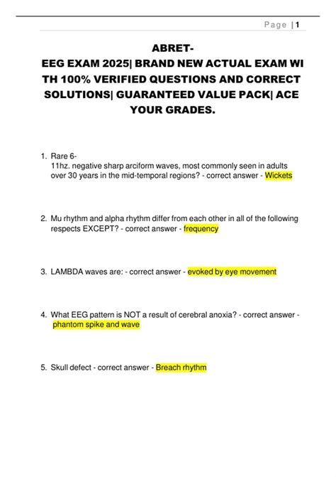 EEG BOARD EXAM 4 LATEST UPDATED VERSIONS PRACTICE QUESTIONS TESTBANK STUDYGUIDE AND FINAL