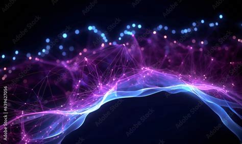 Blurred Abstract Lines And Dots Connected Network Technology Data Center Concept Background